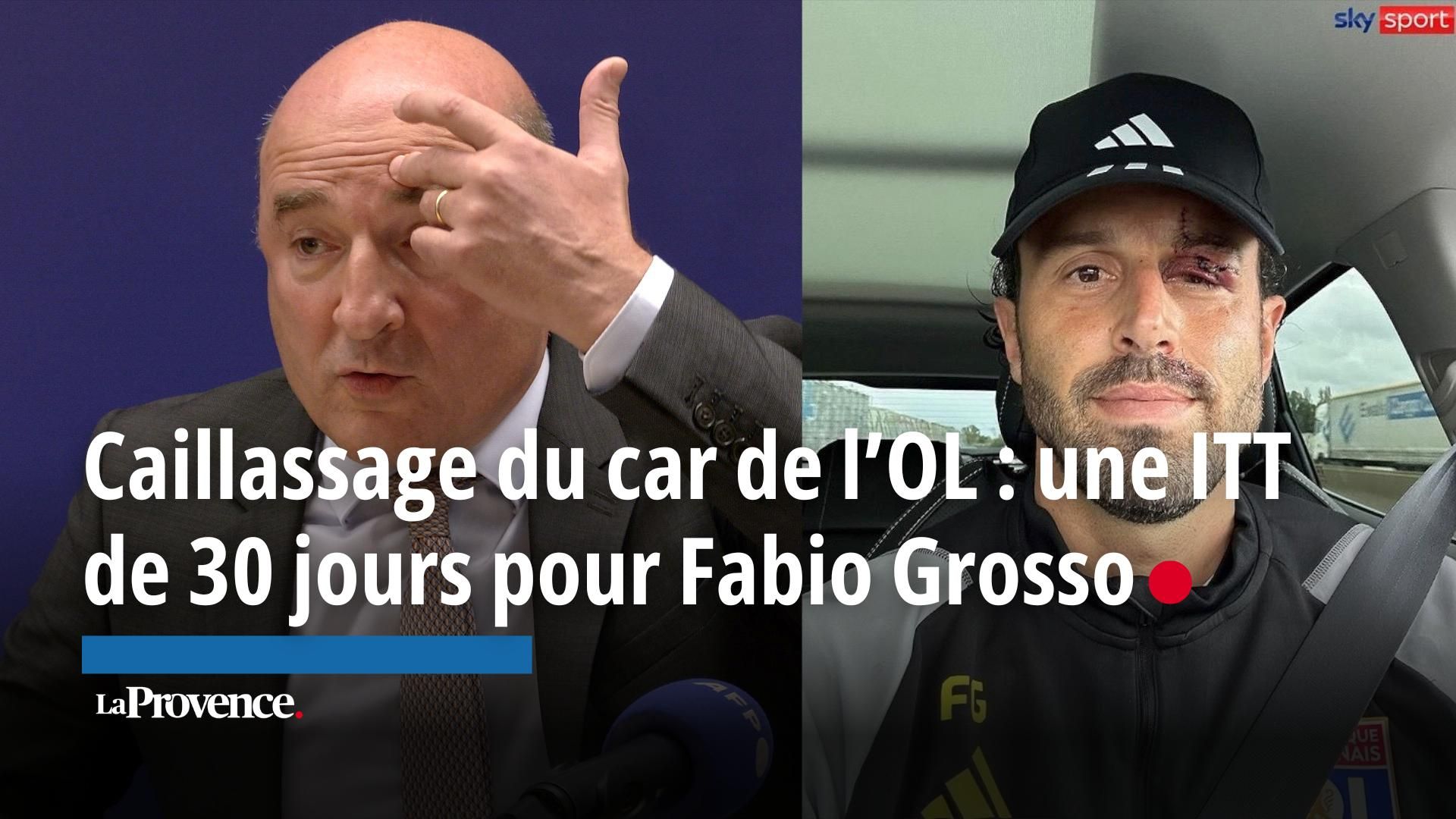 Vidéo - Caillassage du car de l’OL : une ITT de 30 jours pour Fabio Grosso