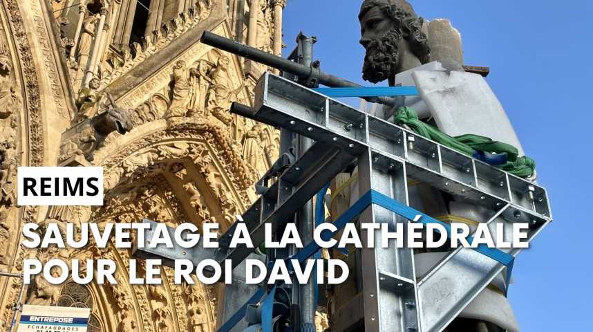 Vidéos : La statue du roi David à Reims part en restauration - L'Est éclair