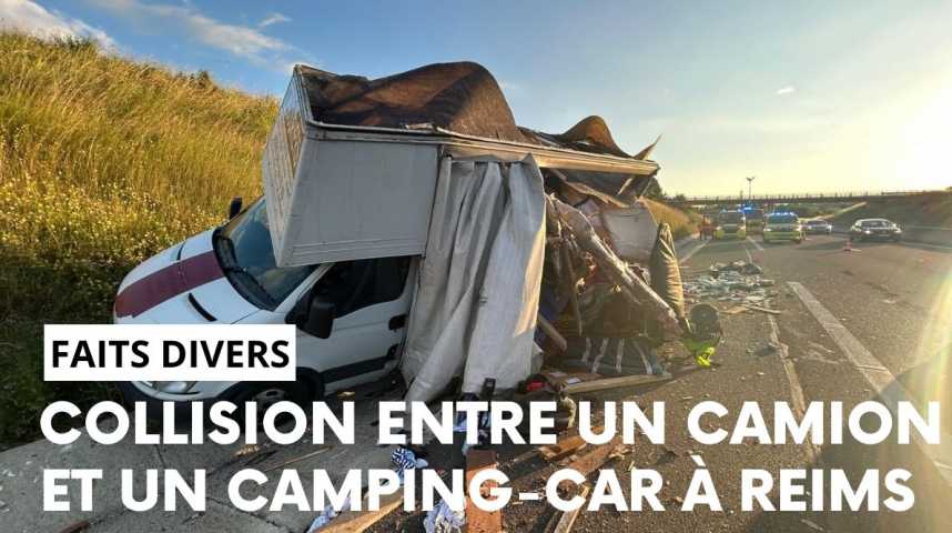 Vidéos : Un blessé grave lors d’une collision entre un camion et un camping-car sur l’A4 à ...