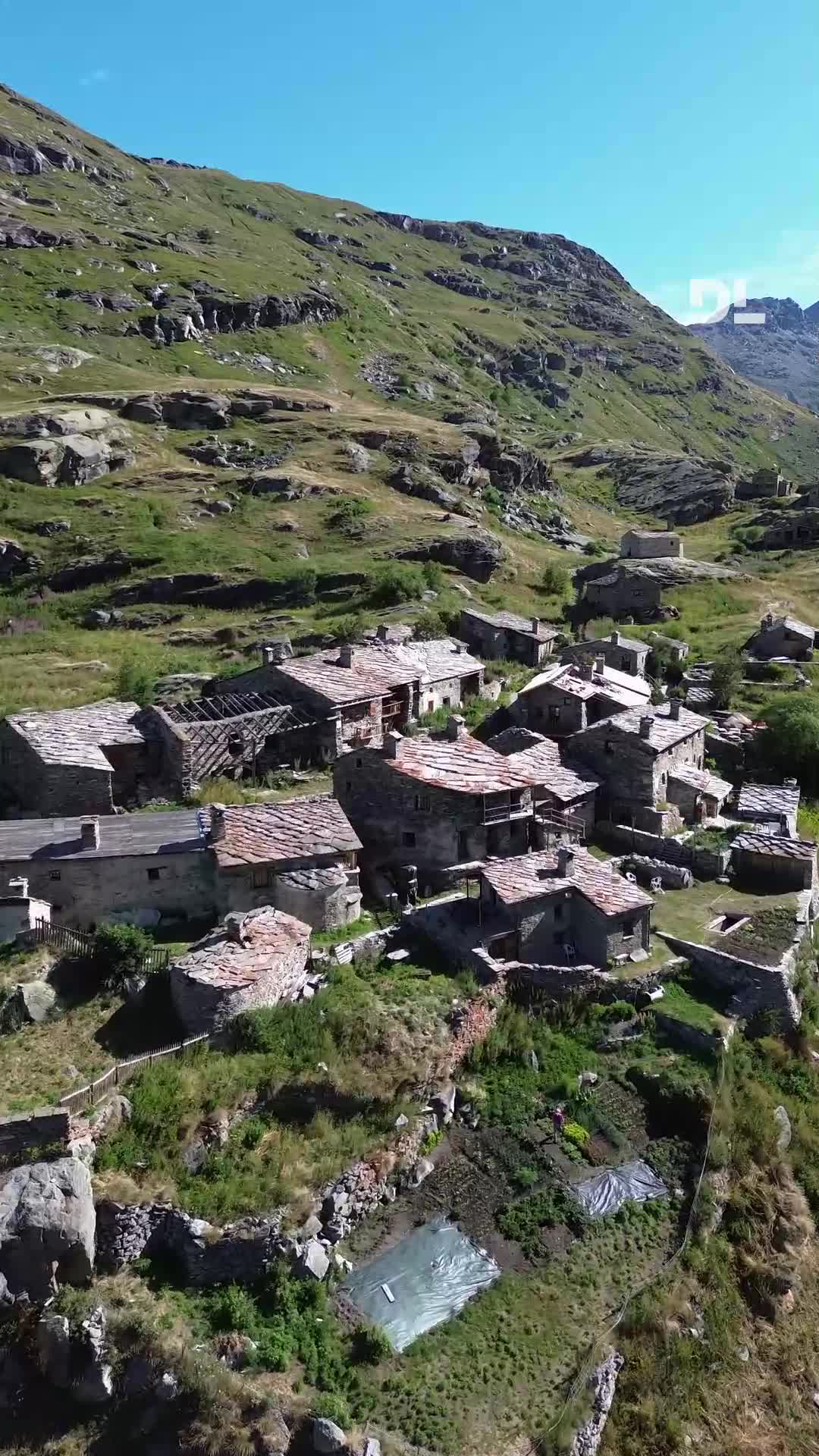 Le hameau de l’Ecot, à Bonneval-sur-Arc, vu du ciel